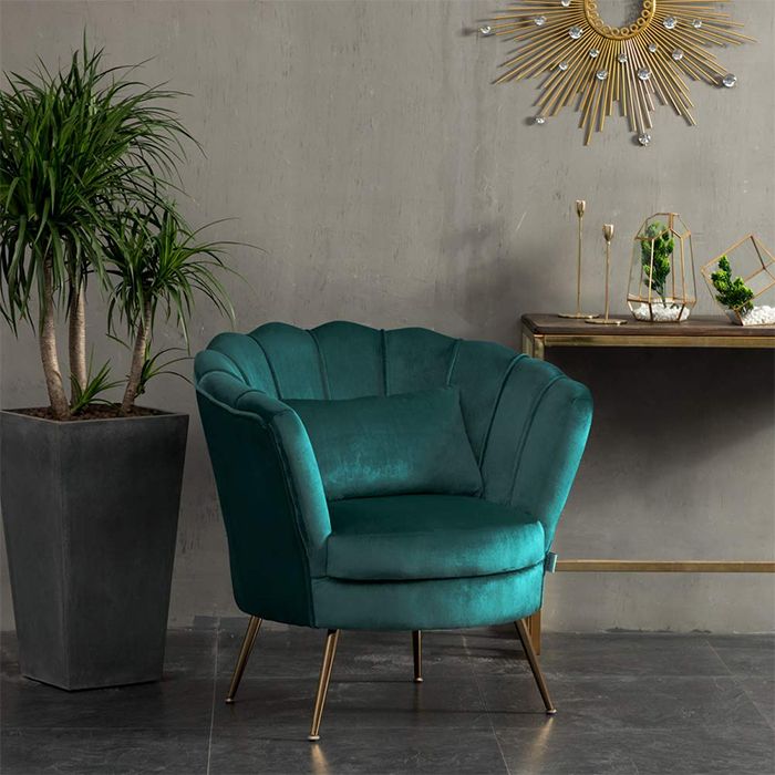 Green Velvet Lounge Chair– Woodworth.pk